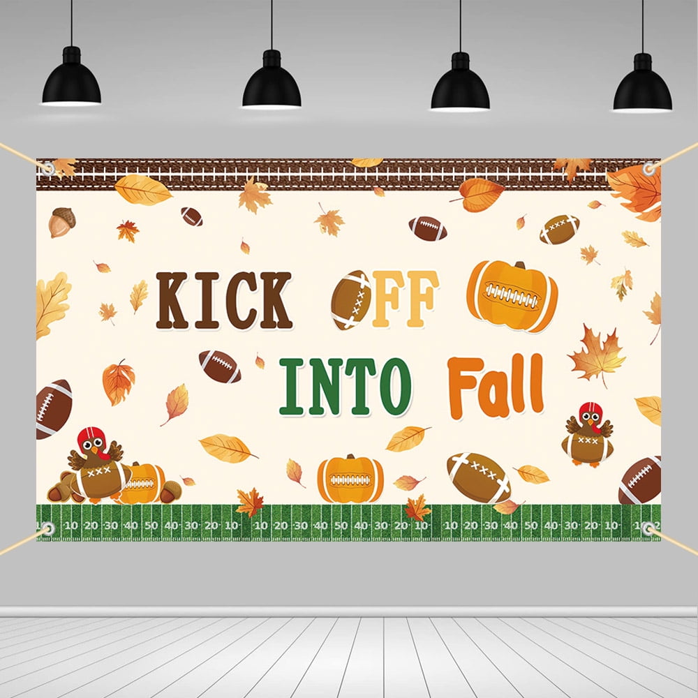 Fall Football Banner Backdrop Kick Off Into Fall Photography Background ...