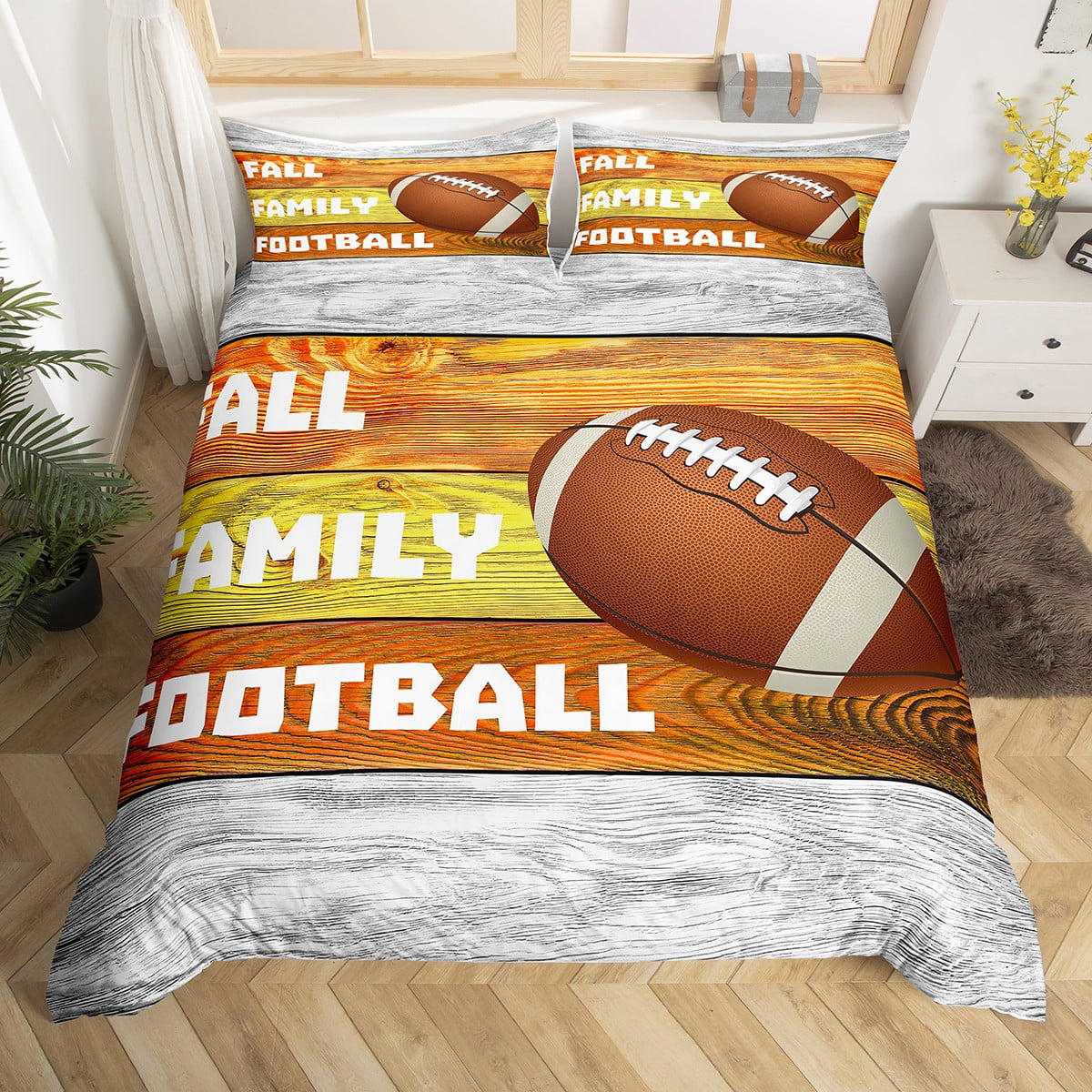 Fall Football Bedding Set King,Thanksgiving Football Comforter Cover ...