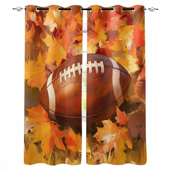 Fall Football Blackout Curtains 72 Inches Long, Thanksgiving Maple Leaf ...