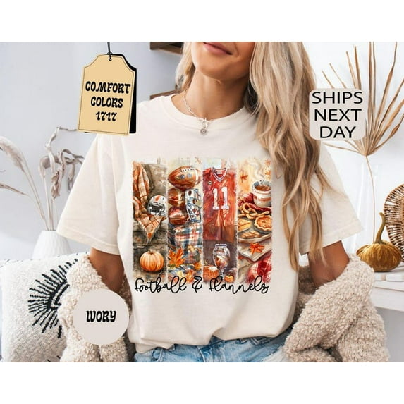 Fall Football Shirt, Football & Flannels Shirt, Game Day Football Shirt ...