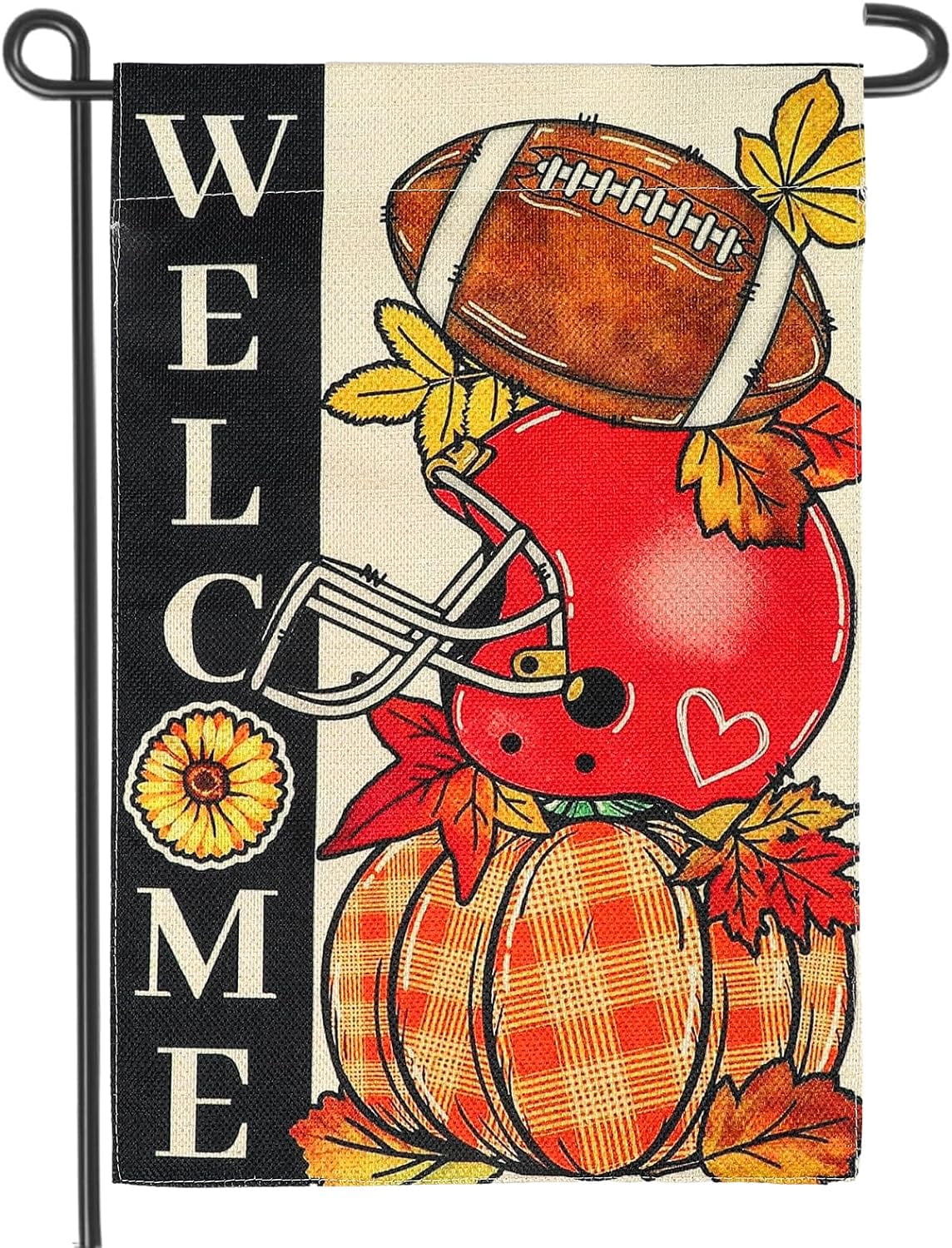 Fall Football Welcome Garden Flags Double Sided Pumpkin Autumn Sports ...