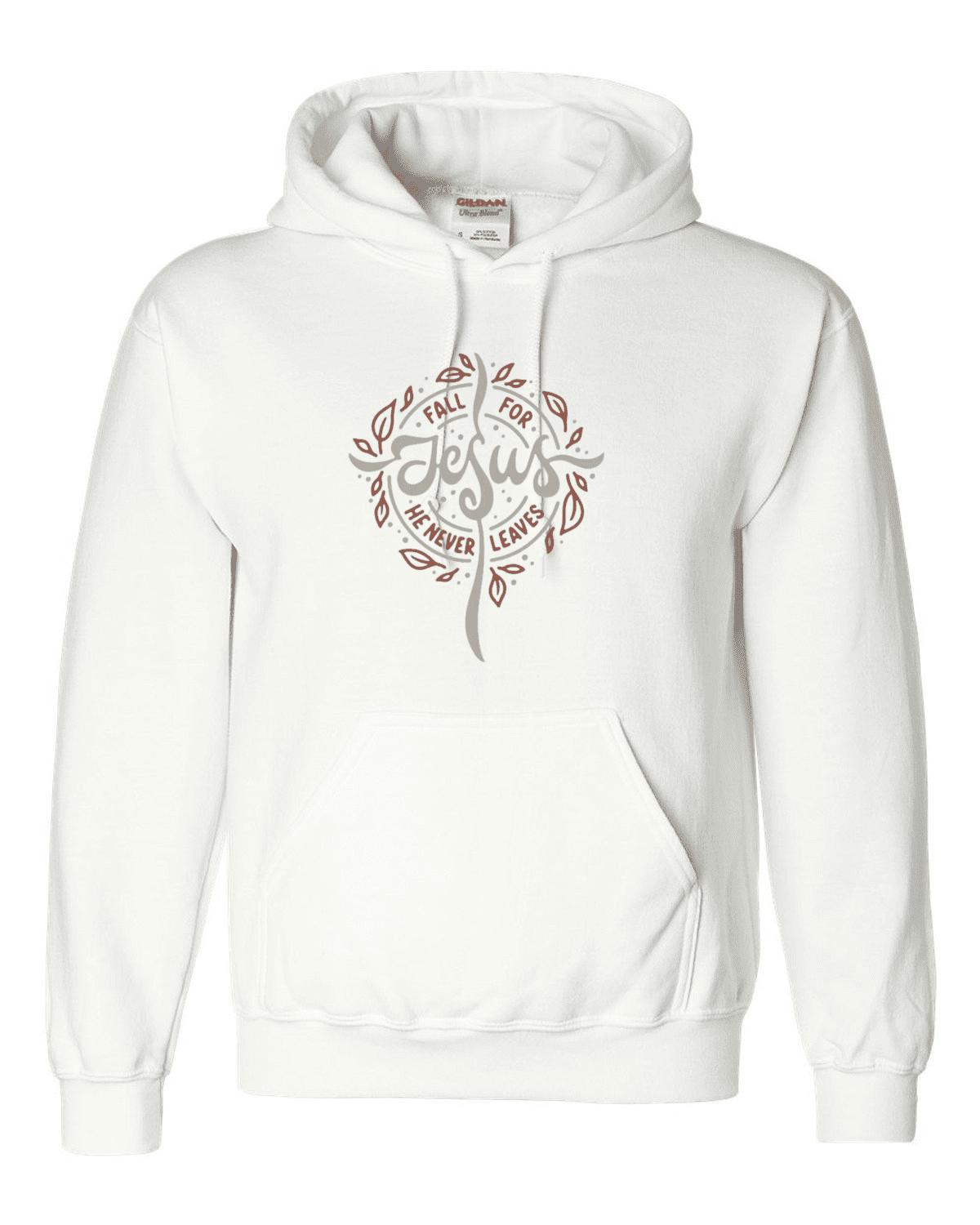 Fall For Jesus He Never Leaves A Christian Autumn Wreath Graphic Hoodie ...