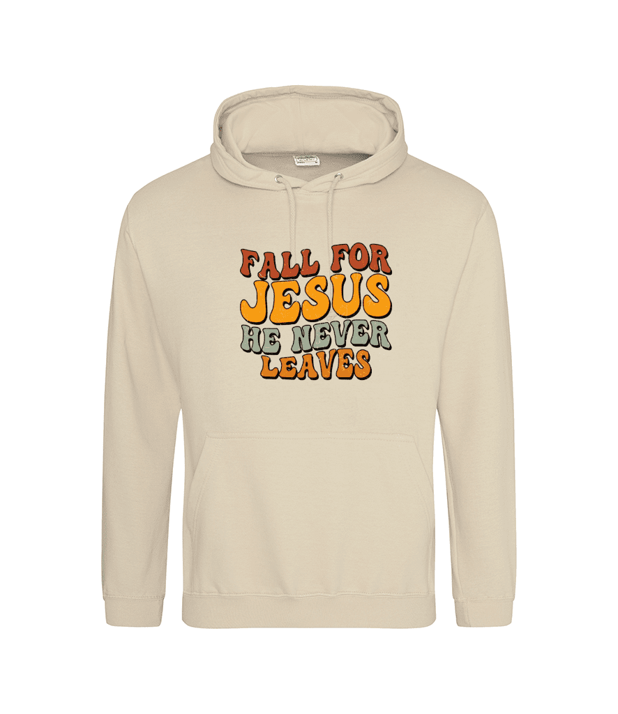 Fall For Jesus He Never Leaves Retro Christian Autumn Faith Art Hoodie ...