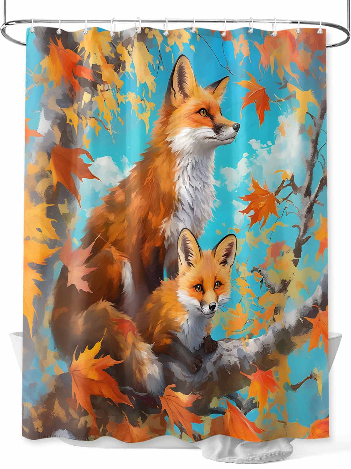 Fall Forest Fox Stall Shower Curtain, Waterproof Shower Curtains for ...