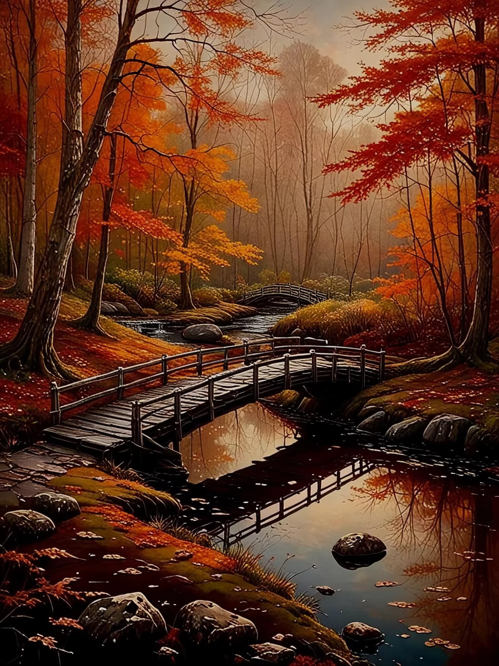 Fall Forest Puzzles for Adults 200 Pieces,Bridge Lake Wooden Jigsaw ...