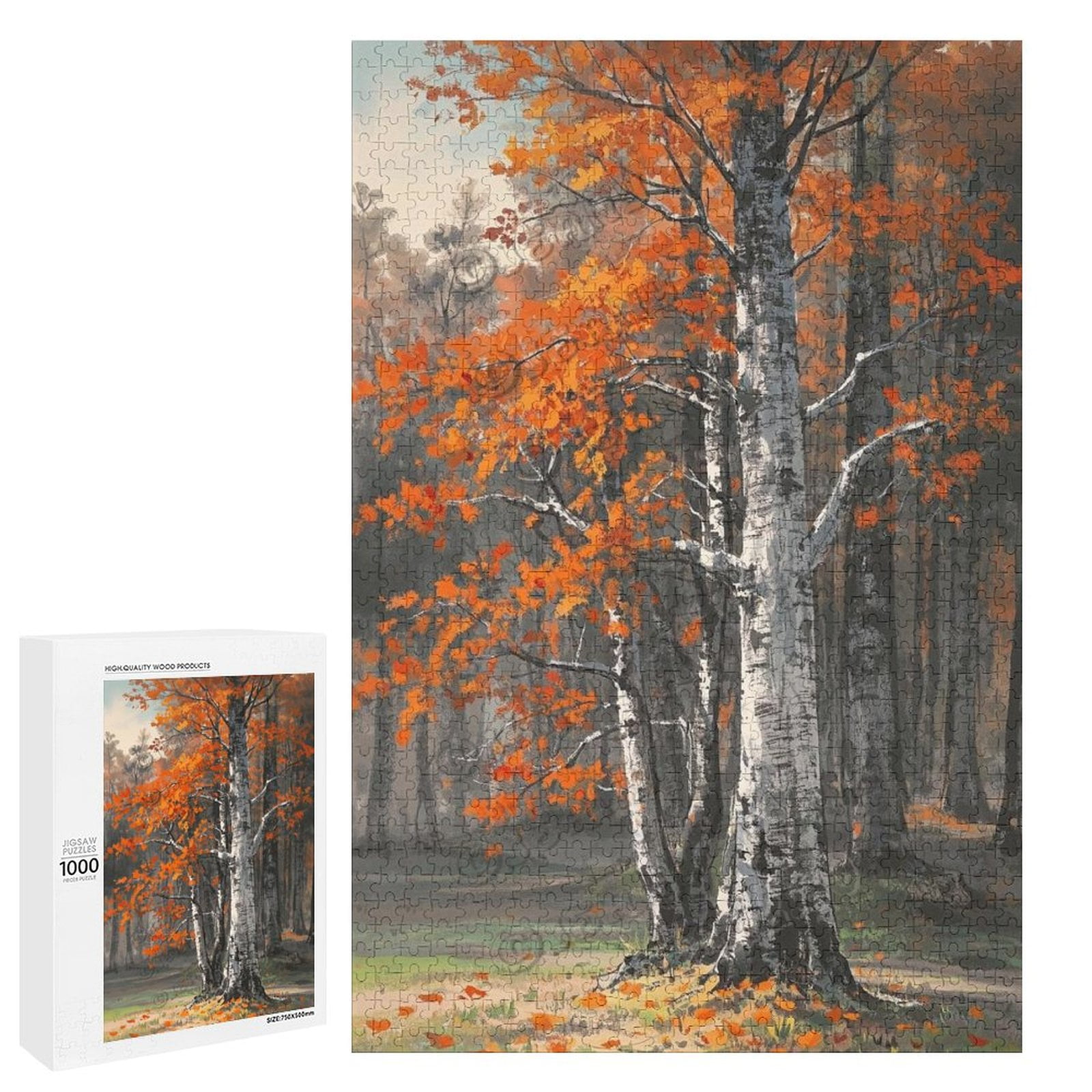 Fall Forest Scenic 1000 Piece Wooden Puzzle for Adults – Precision Cut ...