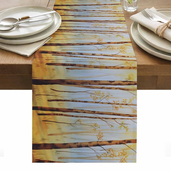 Fall Forest Table Runner - 70 Inch Long, Kitchen Dining Table Runner ...