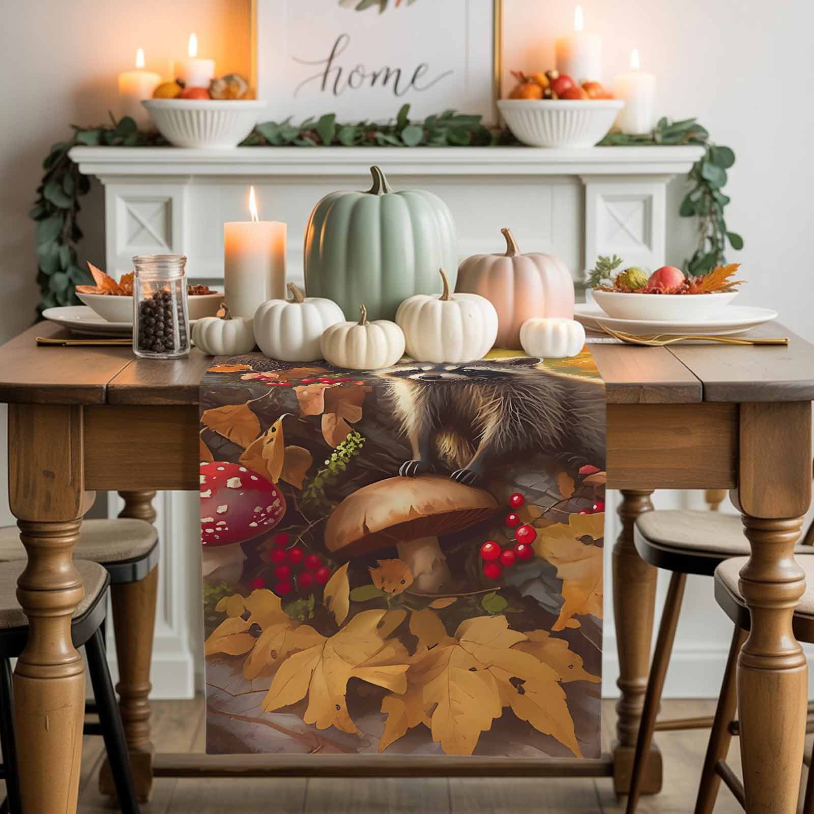 Fall Forest Table Runner, Autumn Thanksgiving Kitchen Dining Table ...