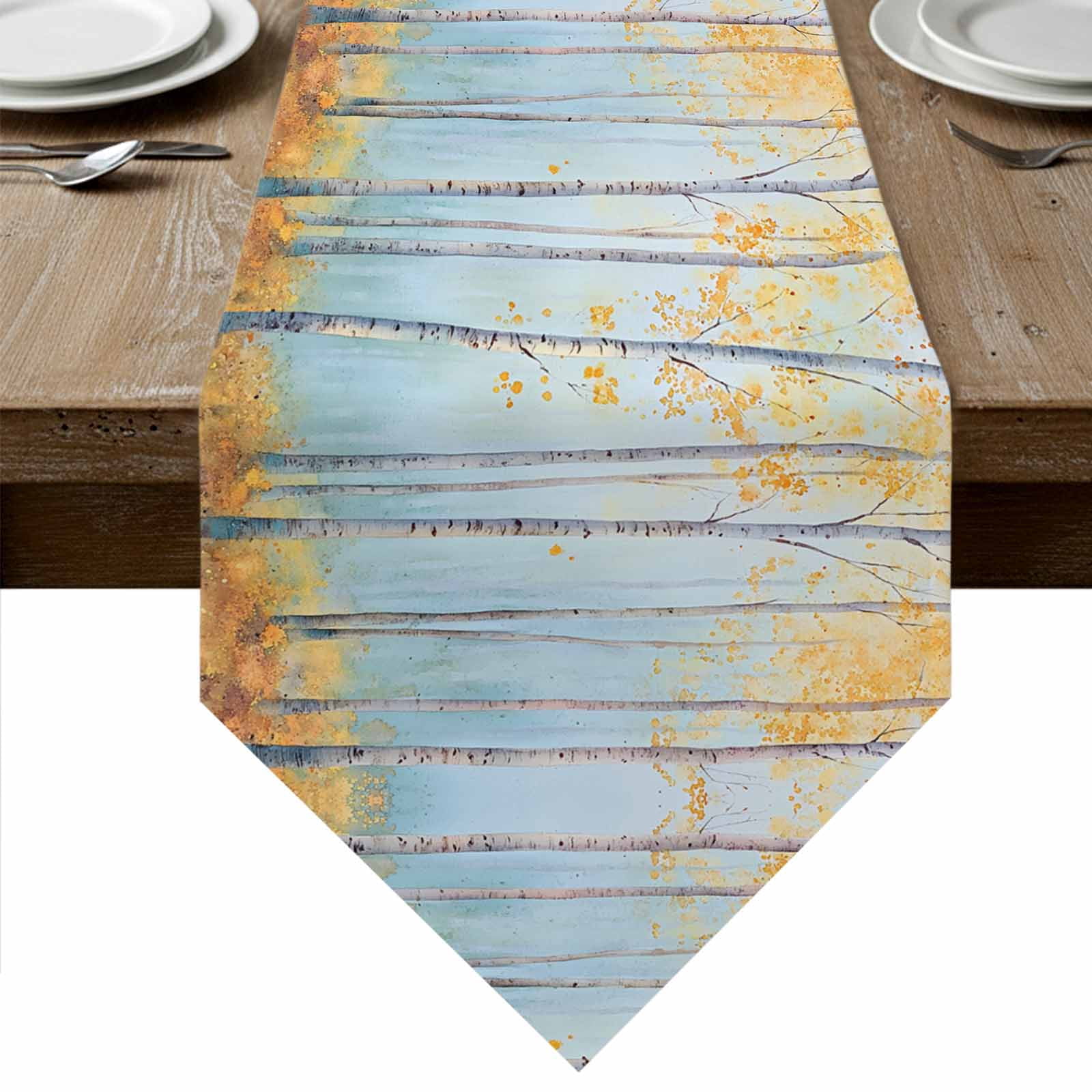 Fall Forest Table Runner Linen Burlap Table Runner 120 Inches Long ...