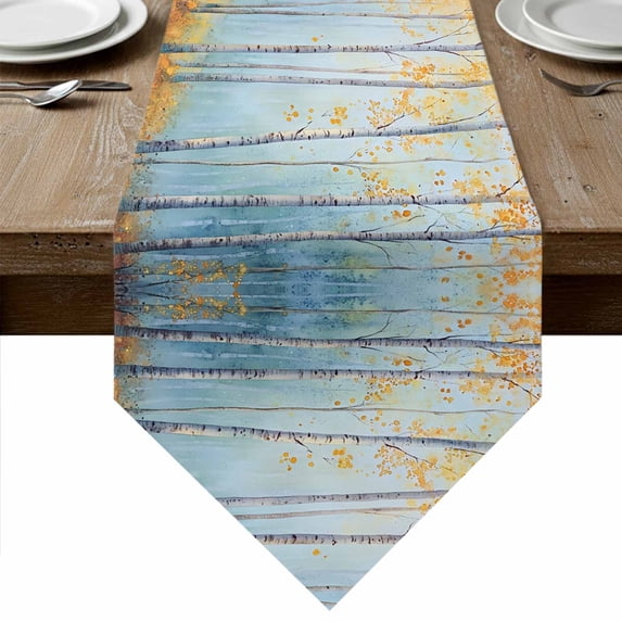 Fall Forest Tree Table Runner Linen Burlap Table Runner 72 Inches Long ...