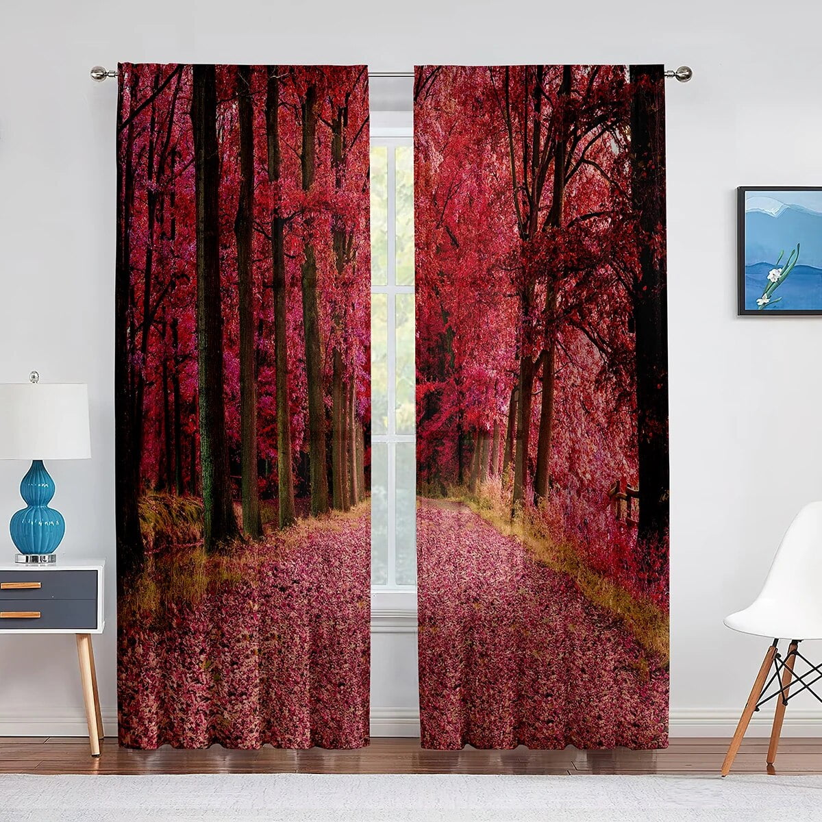 Fall Forest Tulle Curtains for Living Room Bedroom Decoration Autumn ...