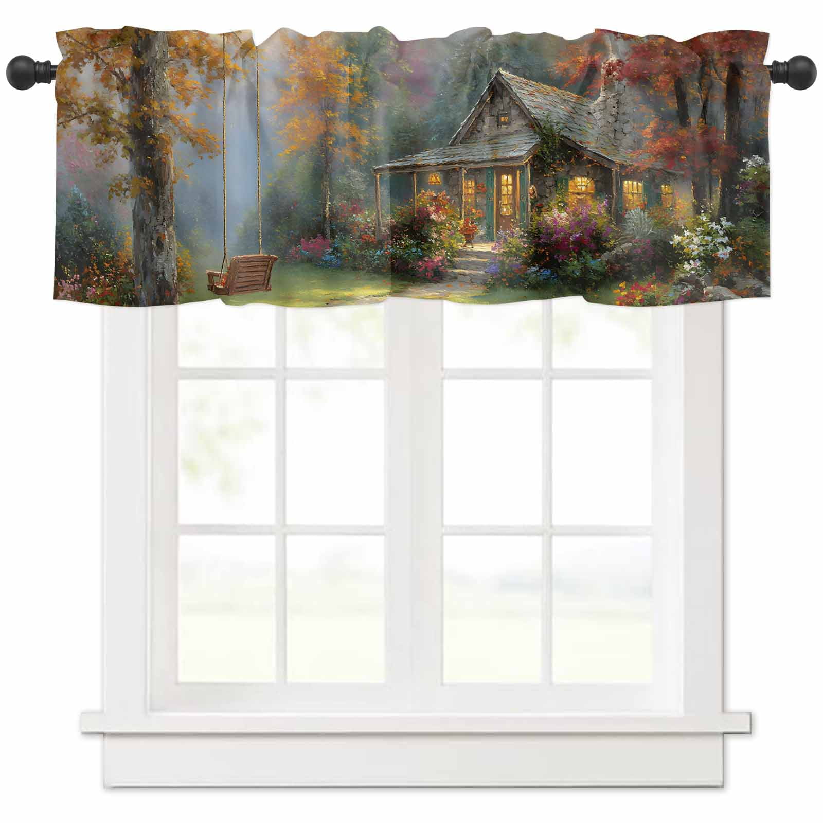 Fall Forest Valances for Windows Farmhouse Kitchen Curtains Valances ...