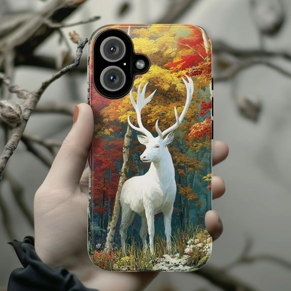 Fall Forest with Deer and Vibrant Autumn Leaves Phone Case 17 16 15 14 ...