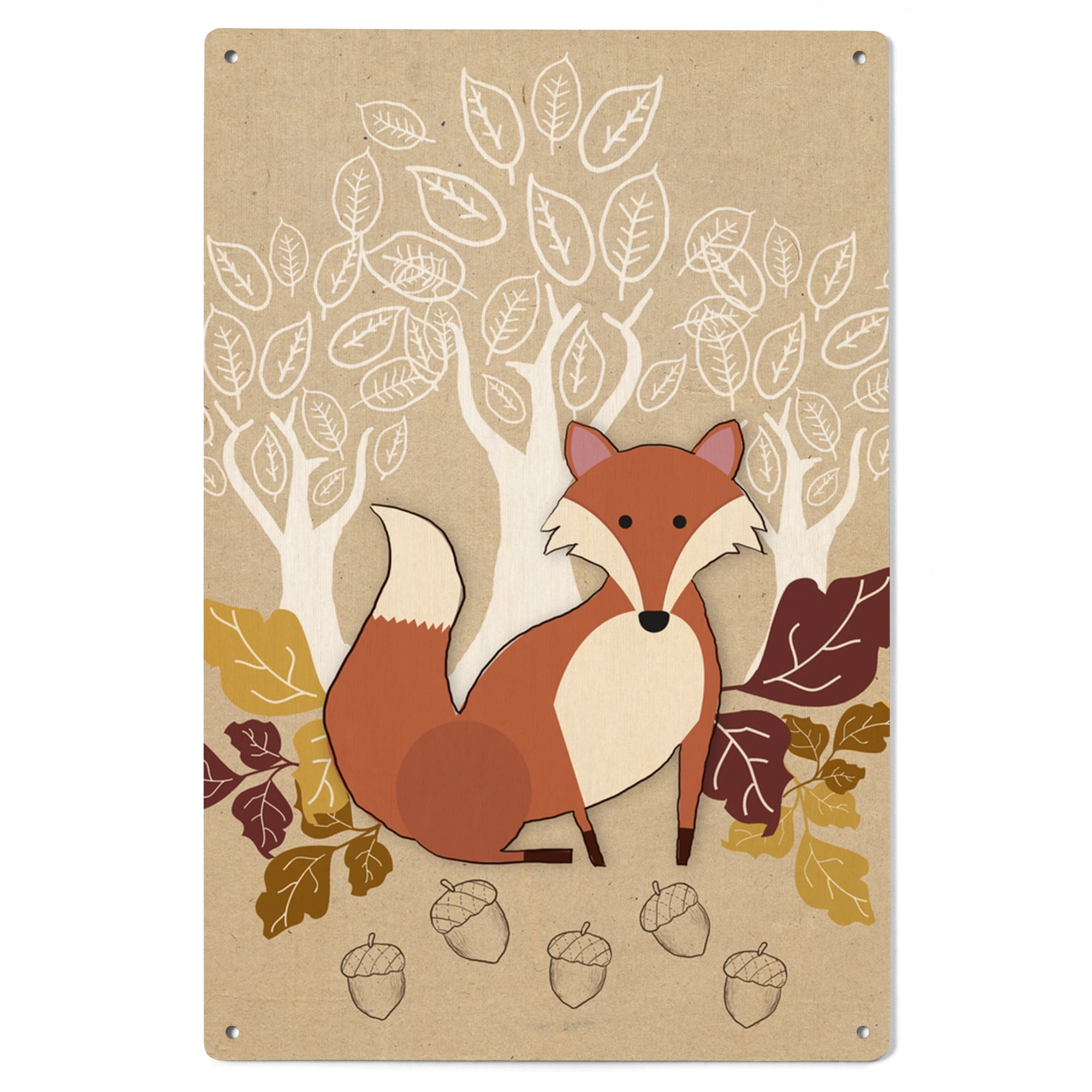 Fall, Fox with Leaves Birch Wood Wall Sign (6x9 Rustic Home Decor ...