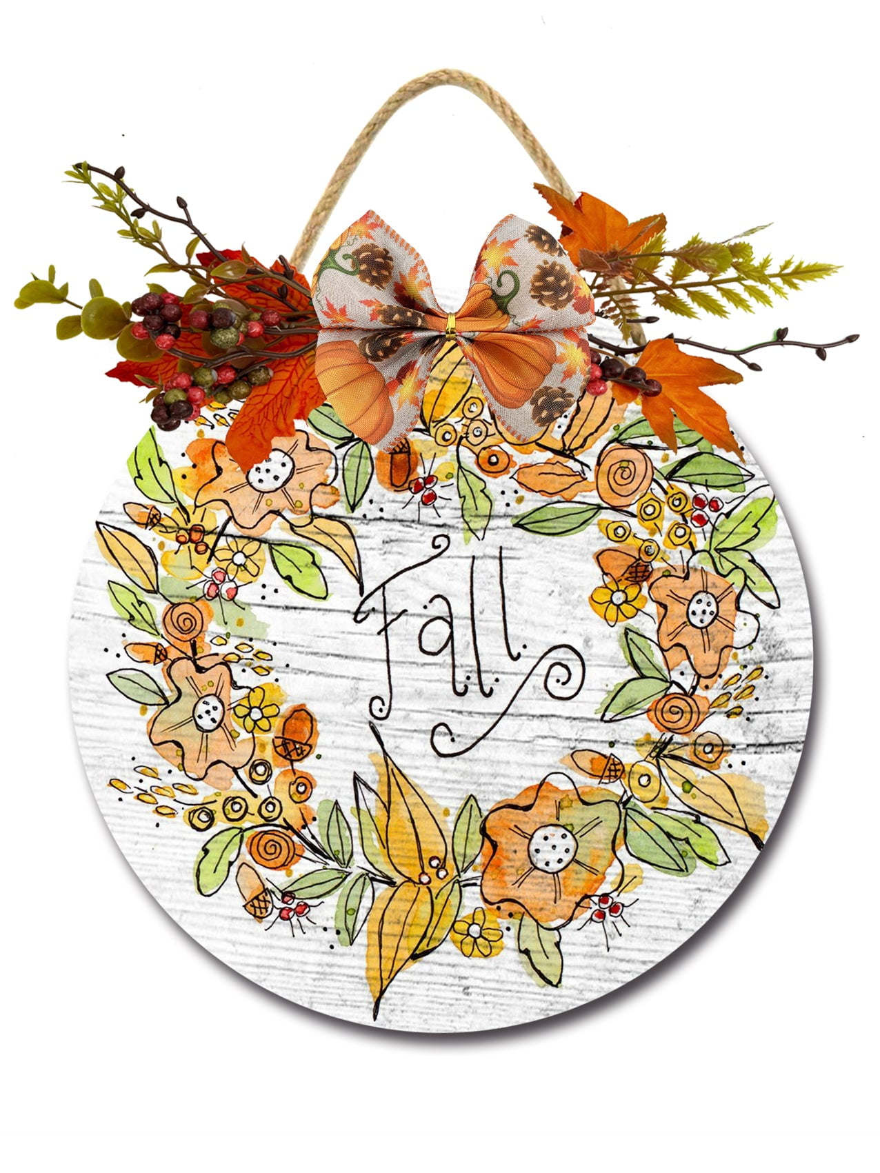 Fall Front Door Sign Funny Wreaths Hanging Wooden Plaque Decoration ...