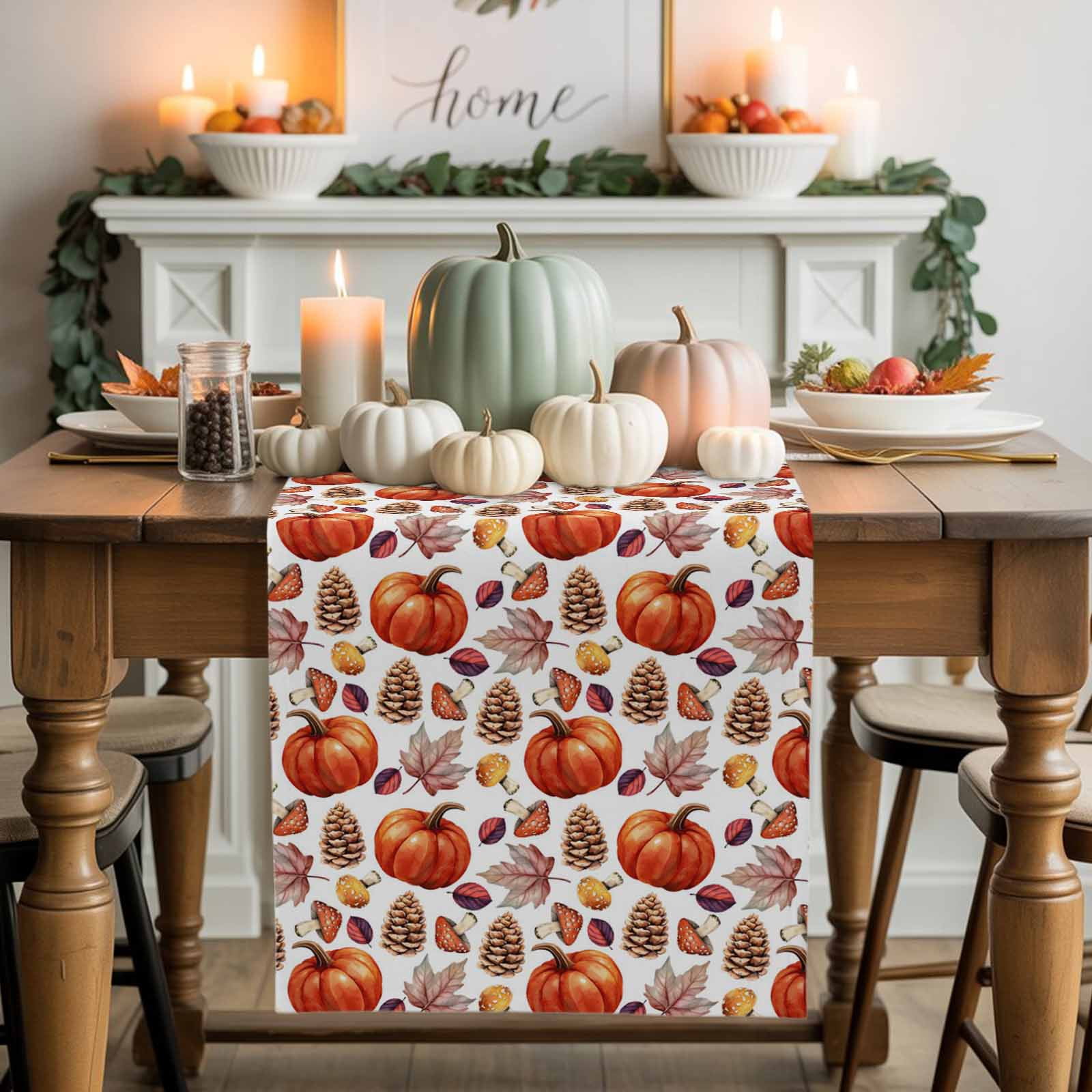 Fall Fruit Cotton Linen Table Runner, Washable Table Runners for ...
