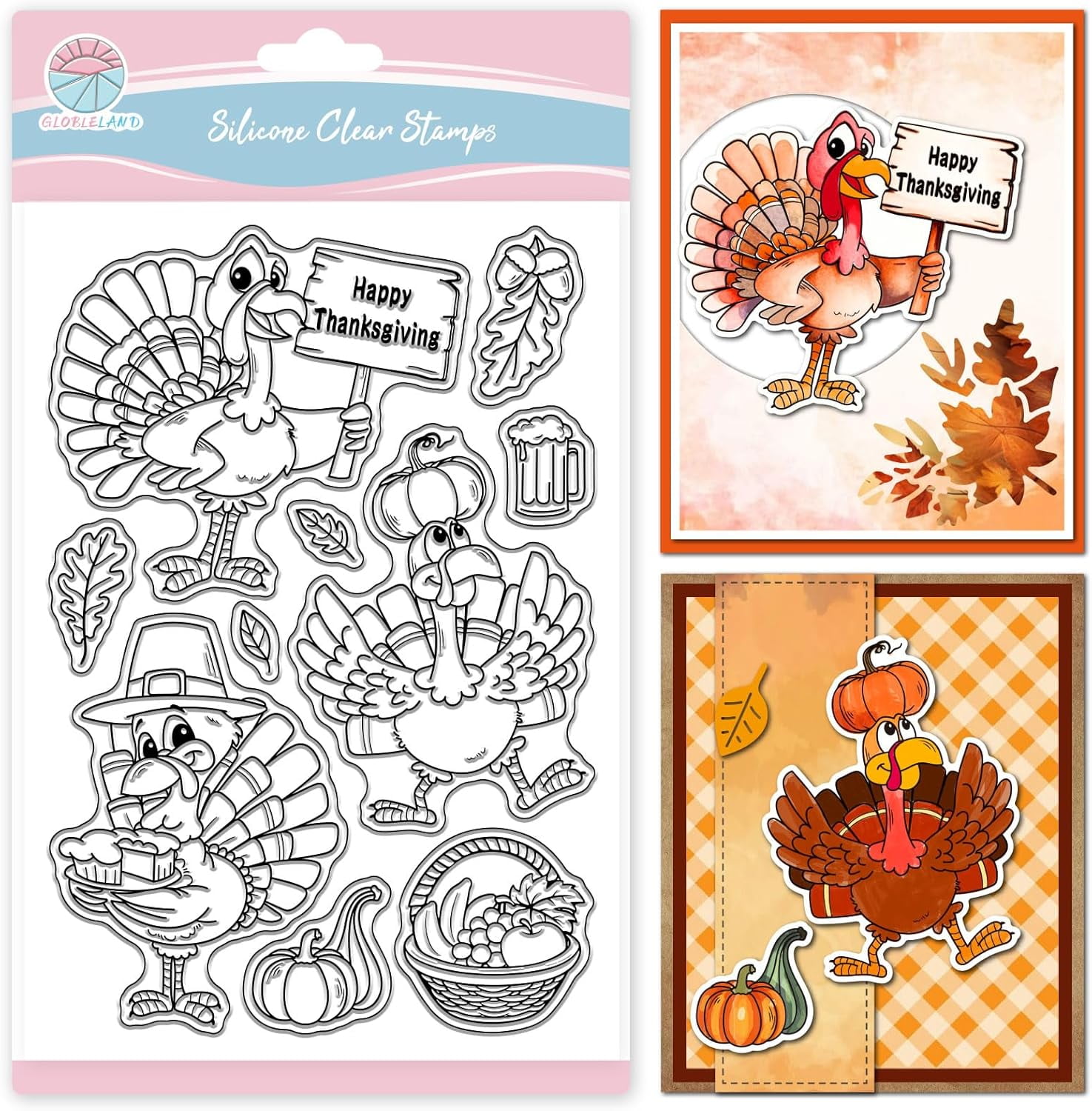 Fall Funny Turkey Clear Stamps for Card Making Thanksgiving Pumpkin ...