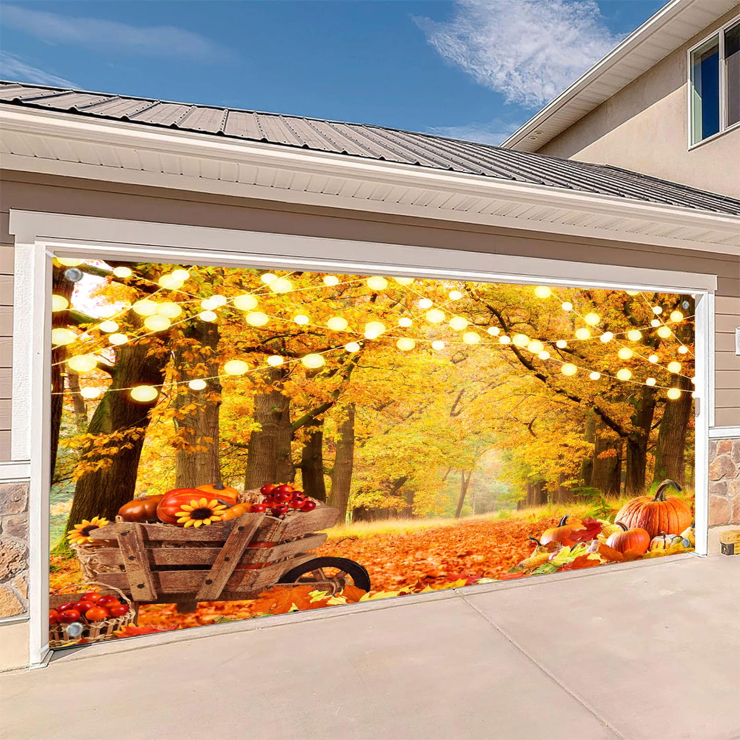 Fall Garage Door Banner Large Hanging Decor Thankgiving Harvest Garage ...