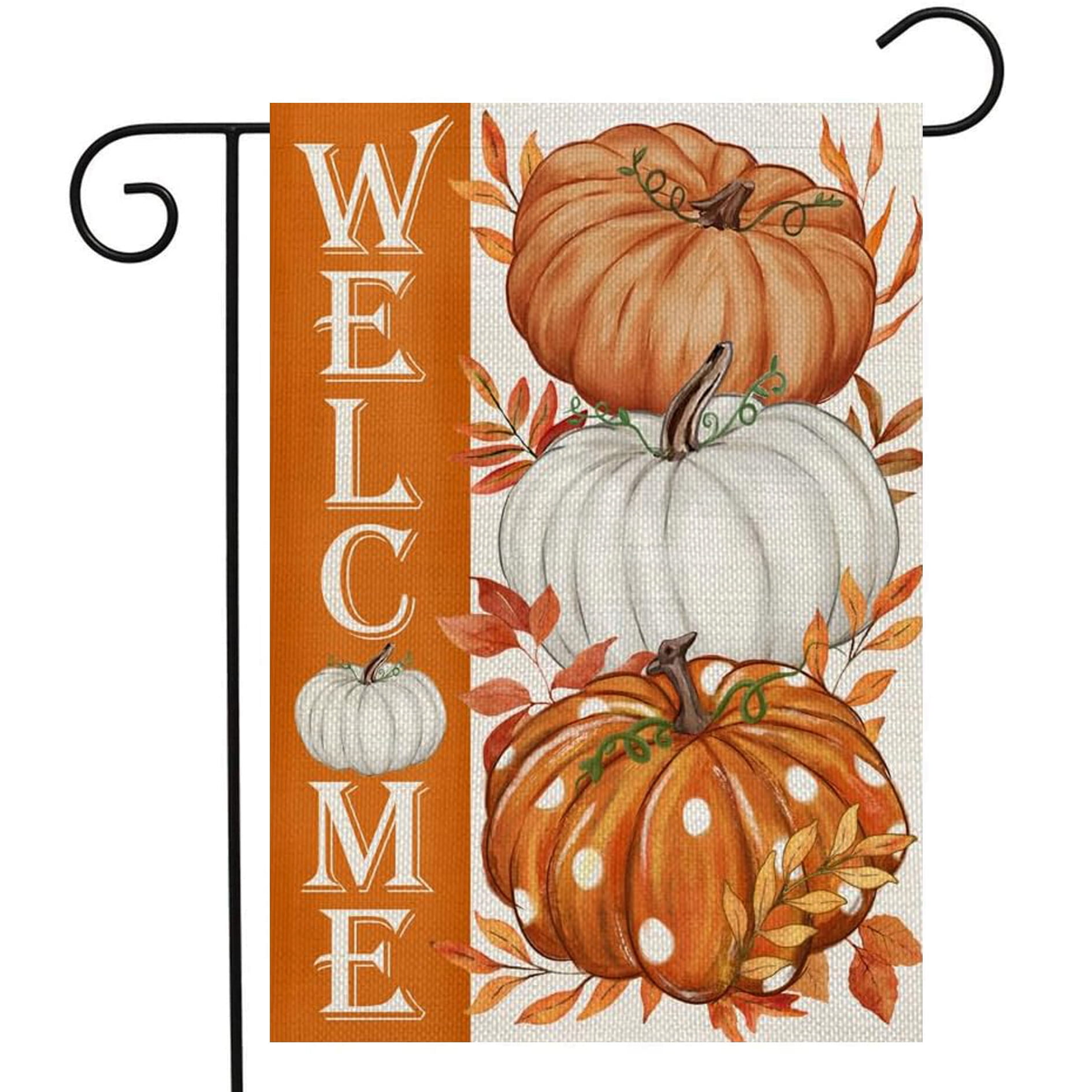 Fall Garden Flag 12x18 Double Sided Welcome Fall Yard Flag Small Burlap ...
