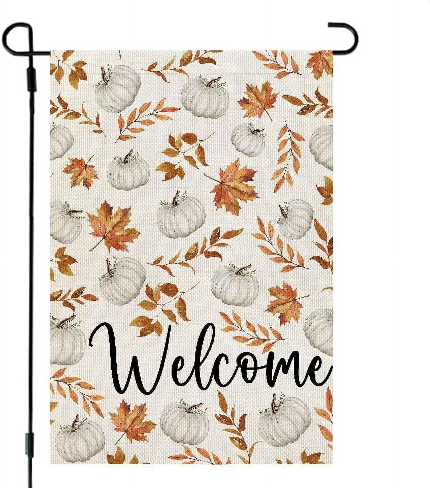 Fall Garden Flag 28x40 inch Double Sided for Outside Pumpkin Maple Leaf ...