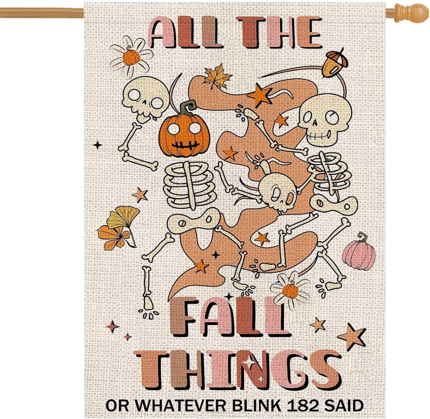 Fall Garden Flag Funny Skeleton Pumpkin Double Sided All The Fall ...