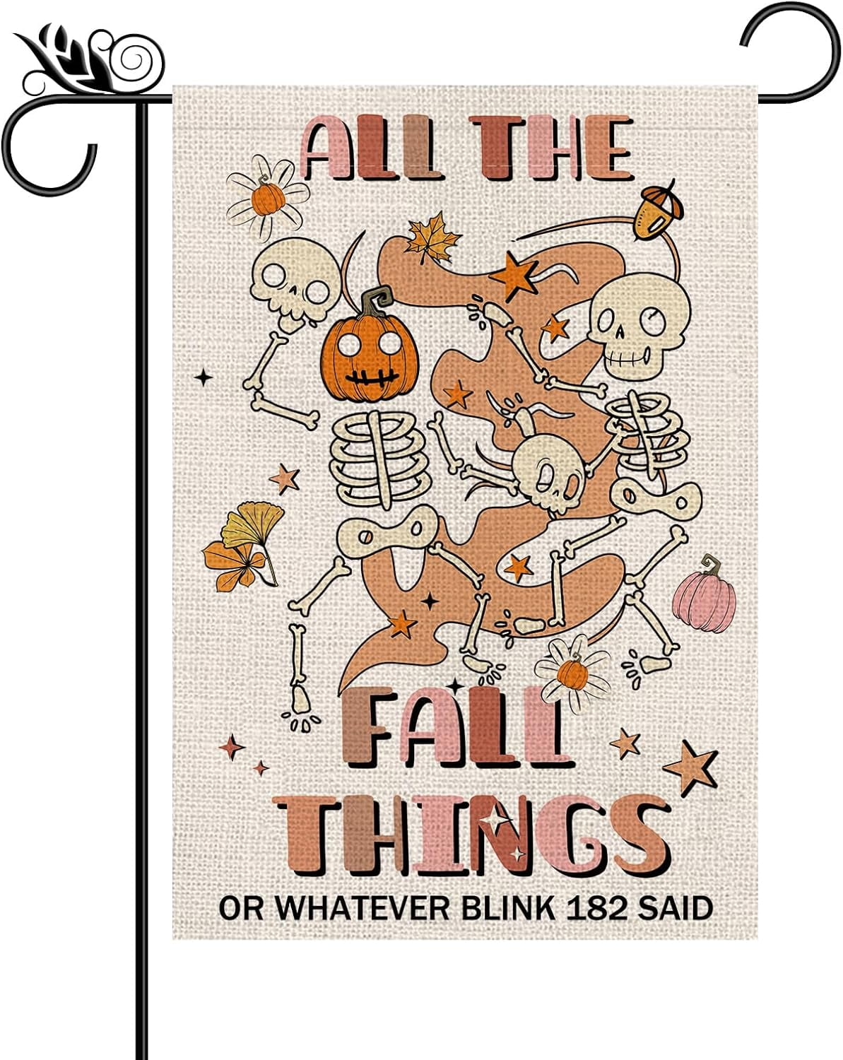 Fall Garden Flag Funny Skeleton Pumpkin Double Sided All The Fall ...
