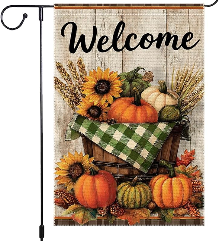 Fall Garden Flag Welcome Thanksgiving Harvest Pumpkin Garden Flags ...