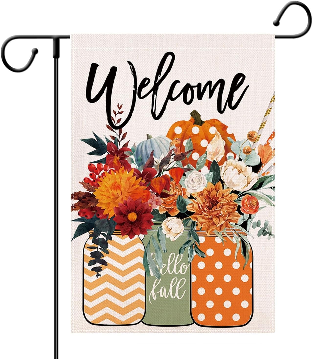 Fall Garden Flags 12x18 Double Sided for Outside Hello Fall Flower ...