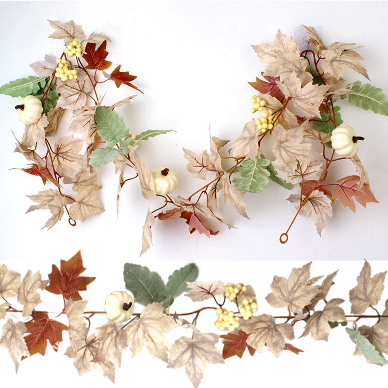Fall Garland, 5.6FT Autumn Maples Leaf Pumpkin Berry Garland Fall Decor ...