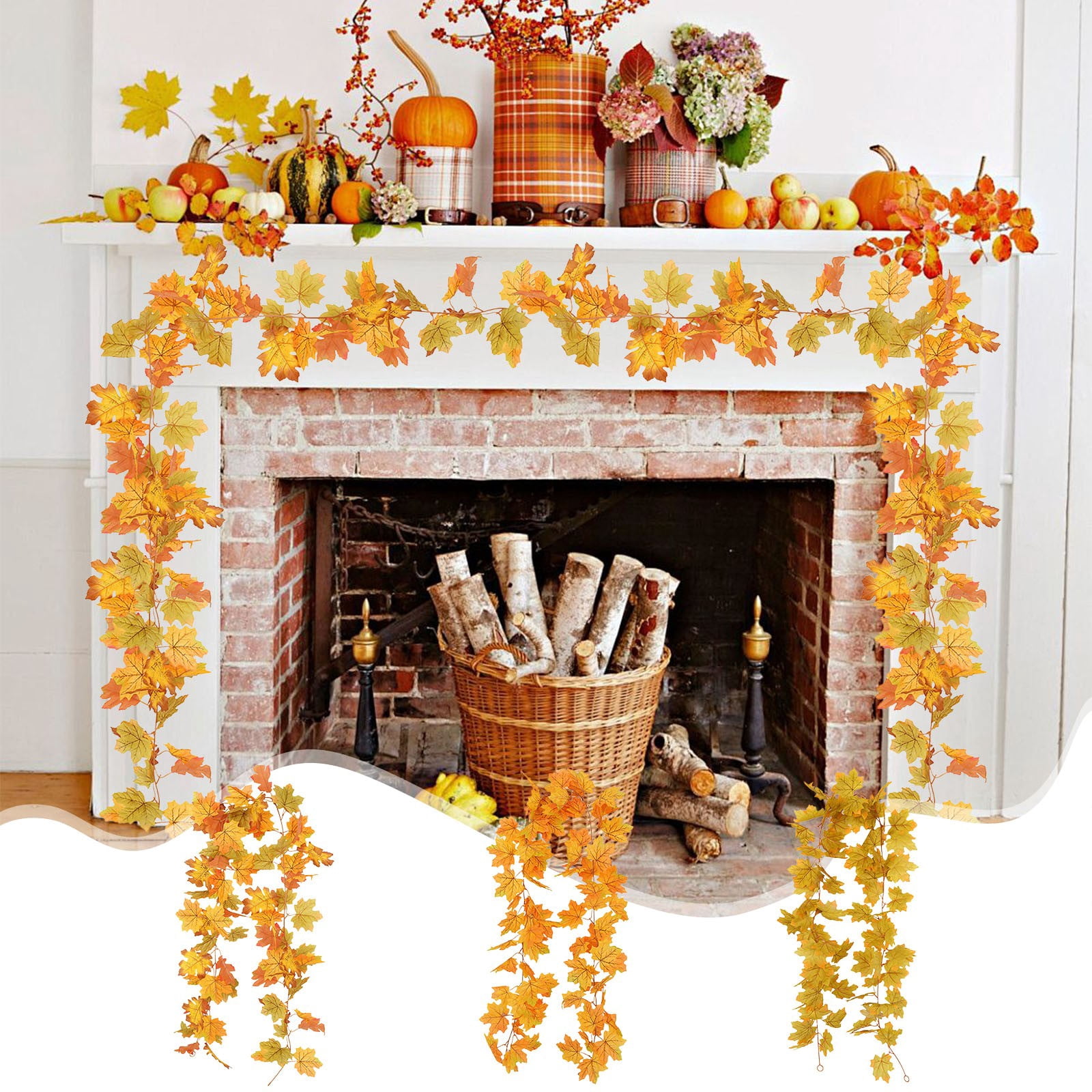Fall Garland under $5! kkbbma Fall Maple Leaf Garland, Artificial Fall ...
