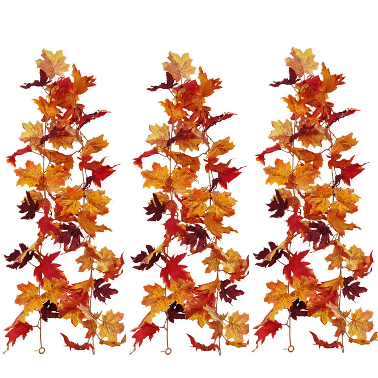 Fall Garland, Happiwiz 3 Pack 5.7 FT Artificial Maple Leaf Hanging Vine ...