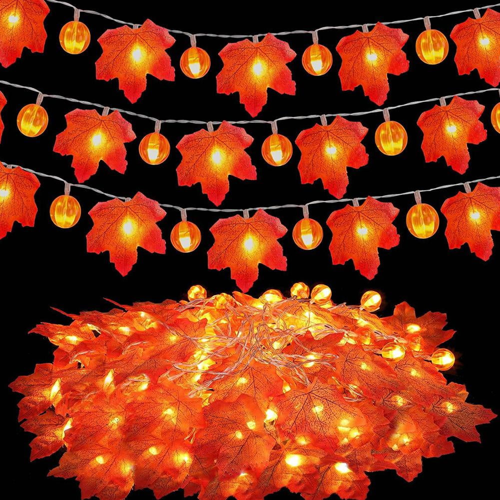 Fall Garland with Pumpkin Lights Halloween Decorations Indoor 60LED ...