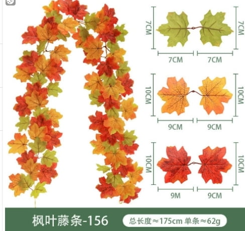 Fall Garlands Maple Leaf Thanksgiving Decorations Artificial Autumn ...