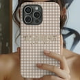 Fall Gingham Phone Case Neutral Autumn Check Pattern with iPhone 17 to ...