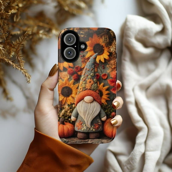 Fall Gnome Embroidered Pumpkin Autumn Phone Case with iPhone 17 to 11 ...