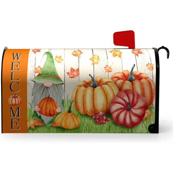 Fall Gnome Mailbox Covers Magnetic Standard Size Welcome Mail Box Cover ...