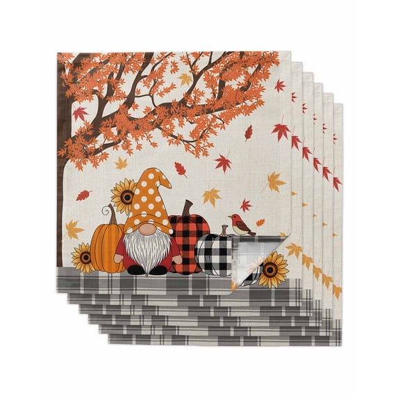 Fall Gnomes Cloth Napkins Set of 6 Reusable Dinner Napkins ...