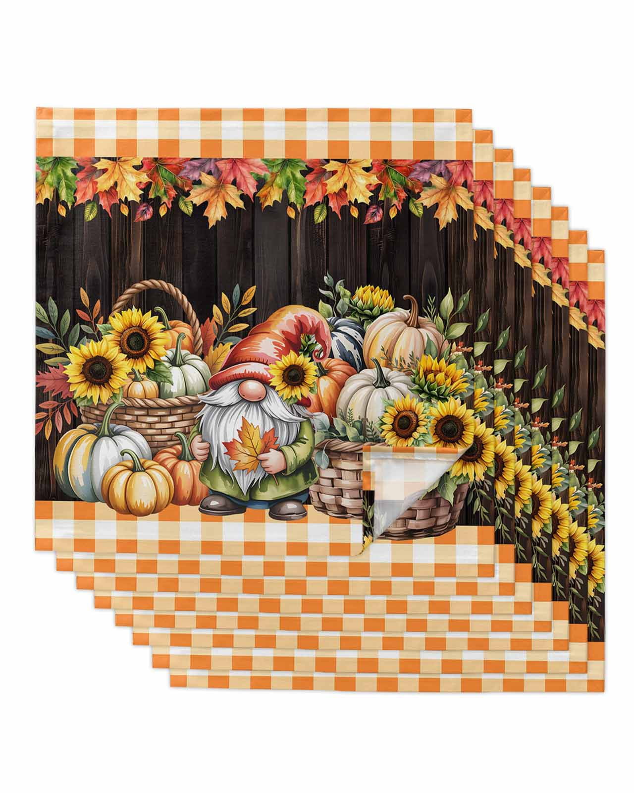 Fall Gnomes Cloth Napkins Set of 8 Reusable Dinner Napkins ...