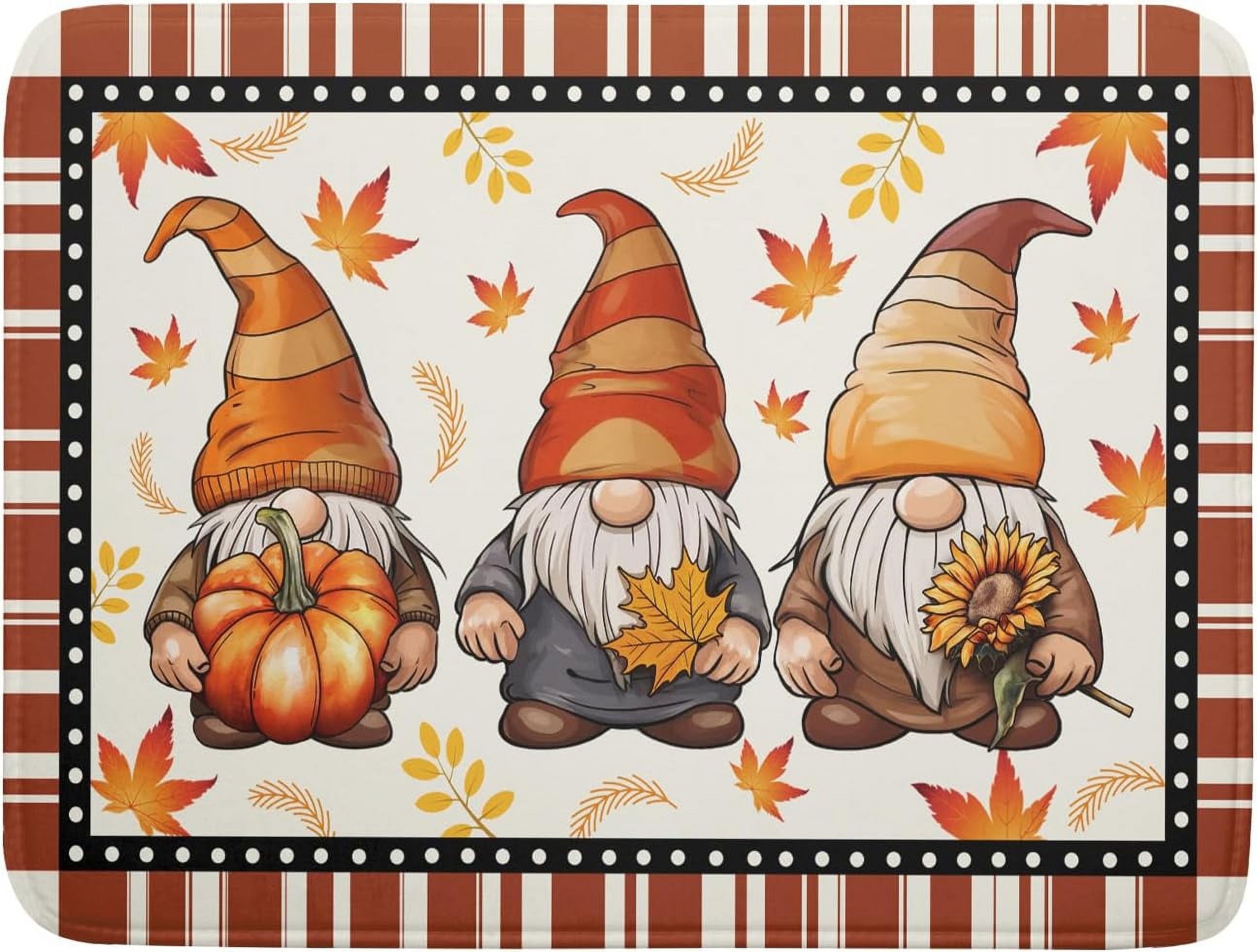 Fall Gnomes Dish Drying Mat For Kitchen Counter, Autumn Thanksgiving ...