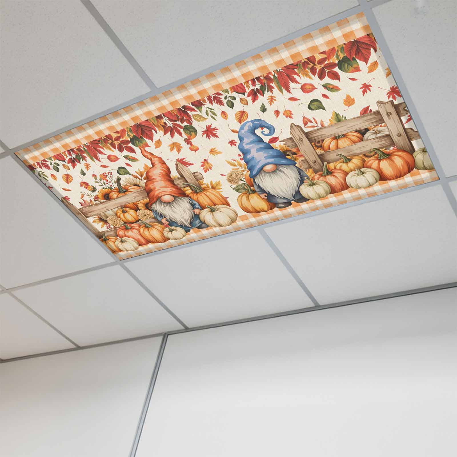 Fall Gnomes Fluorescent Light Covers, Pumpkins Thanksgiving Leaves ...