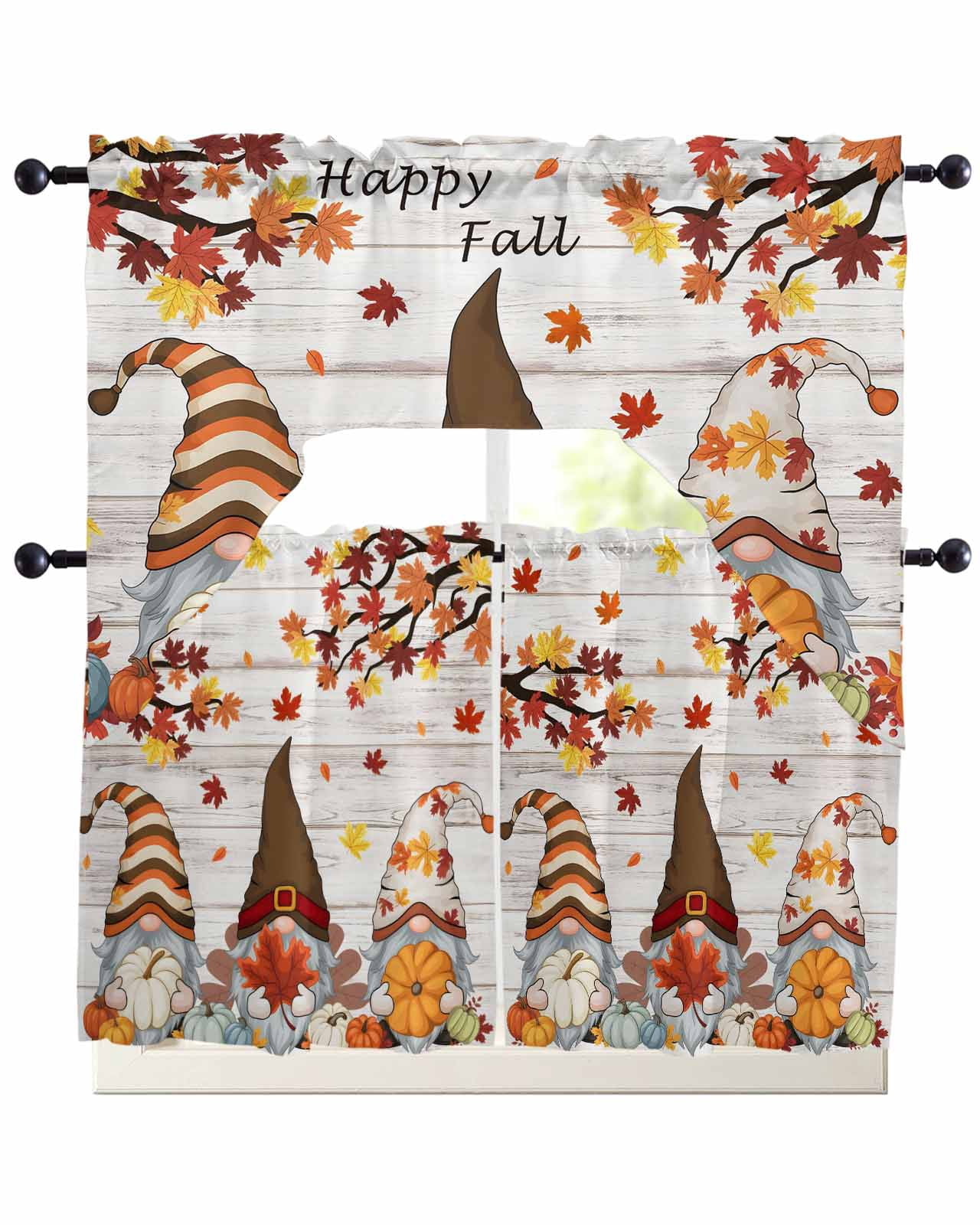 Fall Gnomes Swag Curtains for Living Room/Bedroom Windows, Thanksgiving ...