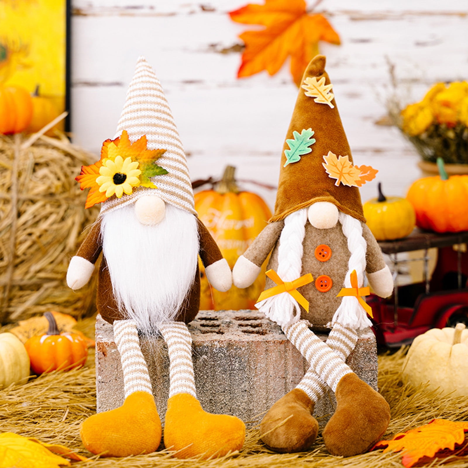 Fall Gnomes Thanksgiving Gnomes with Pumpkin Maple-leaf Decor Harvest ...