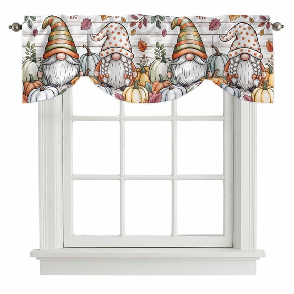Fall Gnomes Tie Up Valance Curtains for Windows, Kitchen Curtains ...