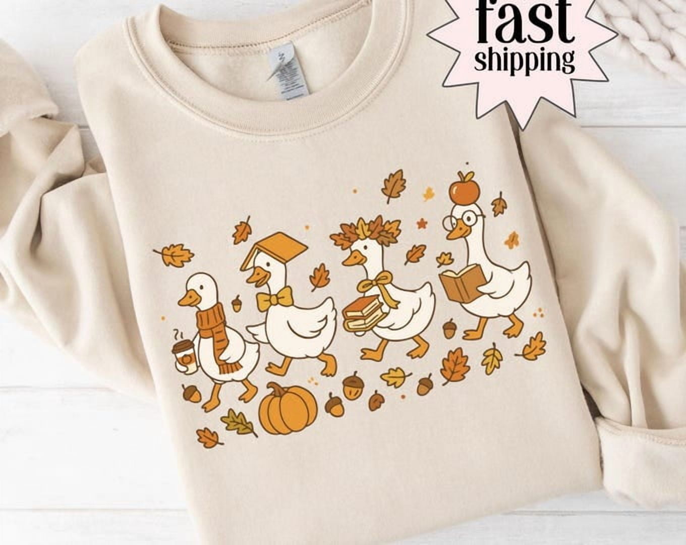Fall Goose Sweatshirt Teacher Kindergarten Sweater Goose Preschool ...