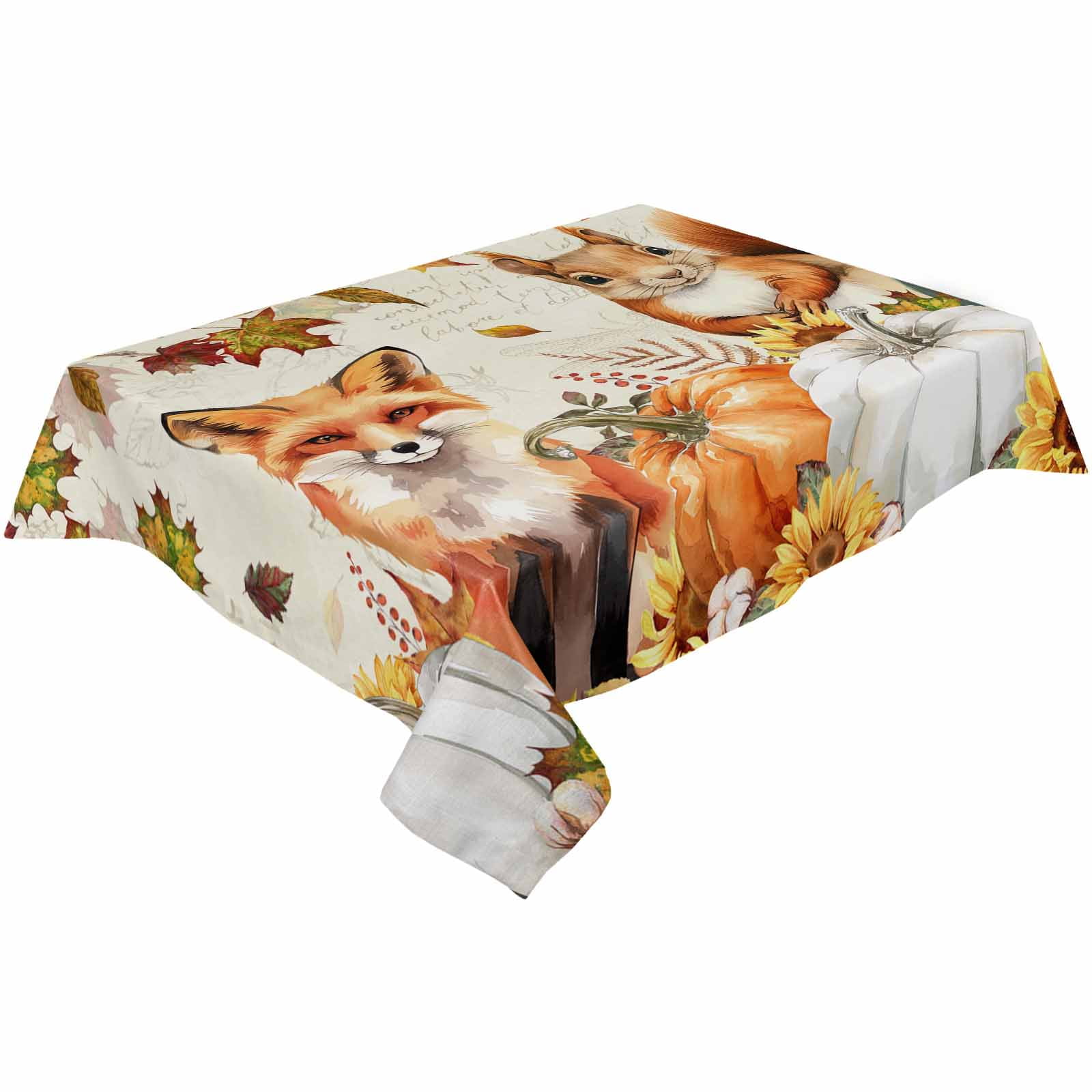 Fall Green White Pumpkin Rectangle Tablecloths 60x84,Orange ...