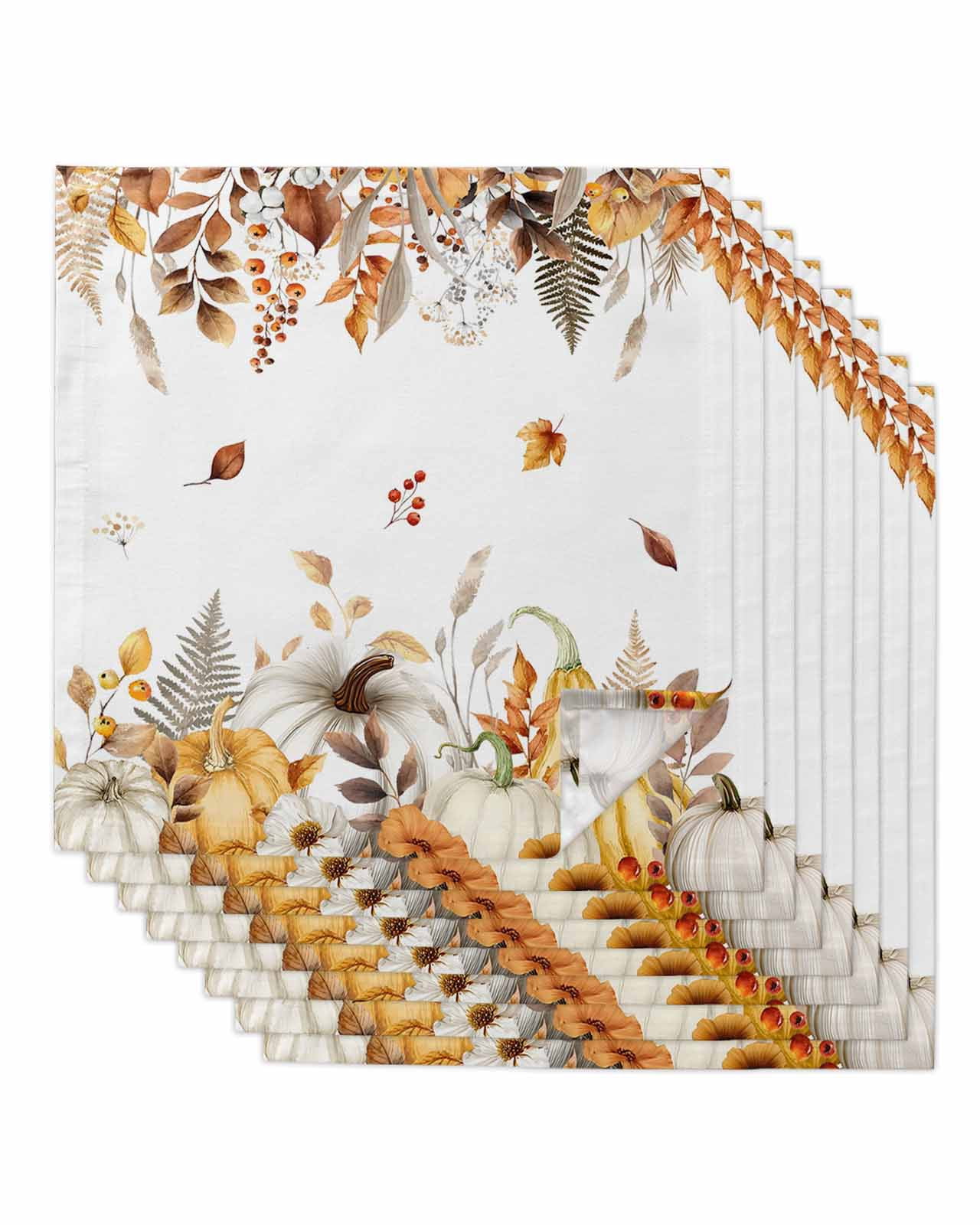Fall Grey Orange Cloth Napkins Set of 8 Reusable Dinner Napkins ...