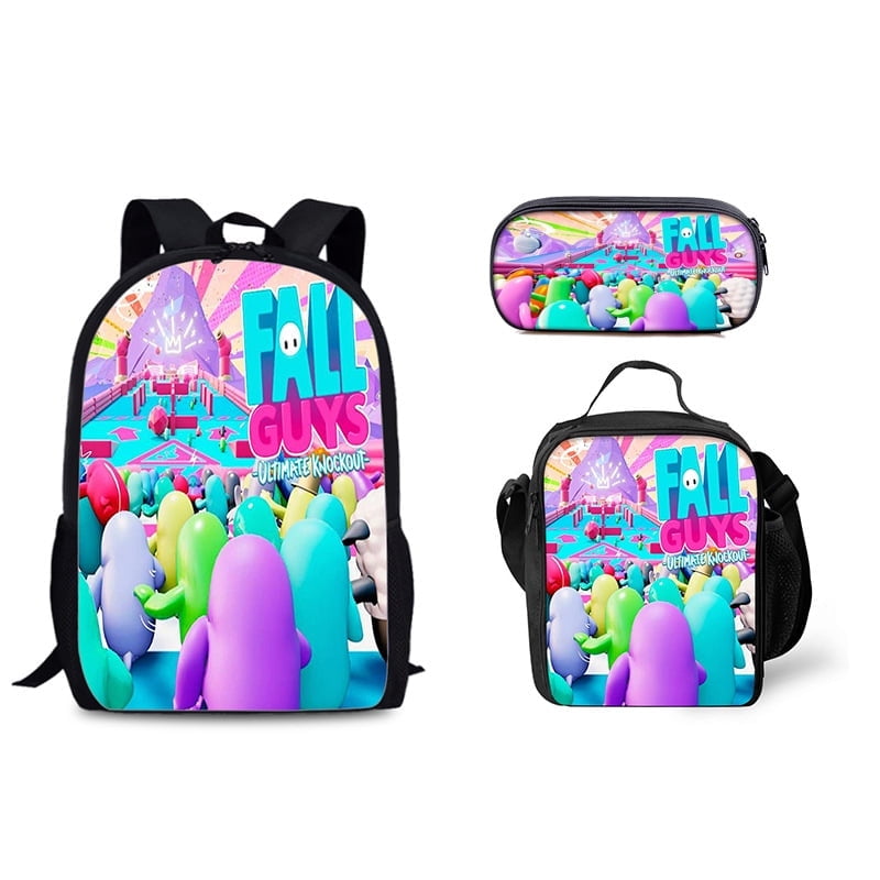 Fall Guys Anime Backpack Set 3 Pieces with Lunch Bag and Pencil Case ...