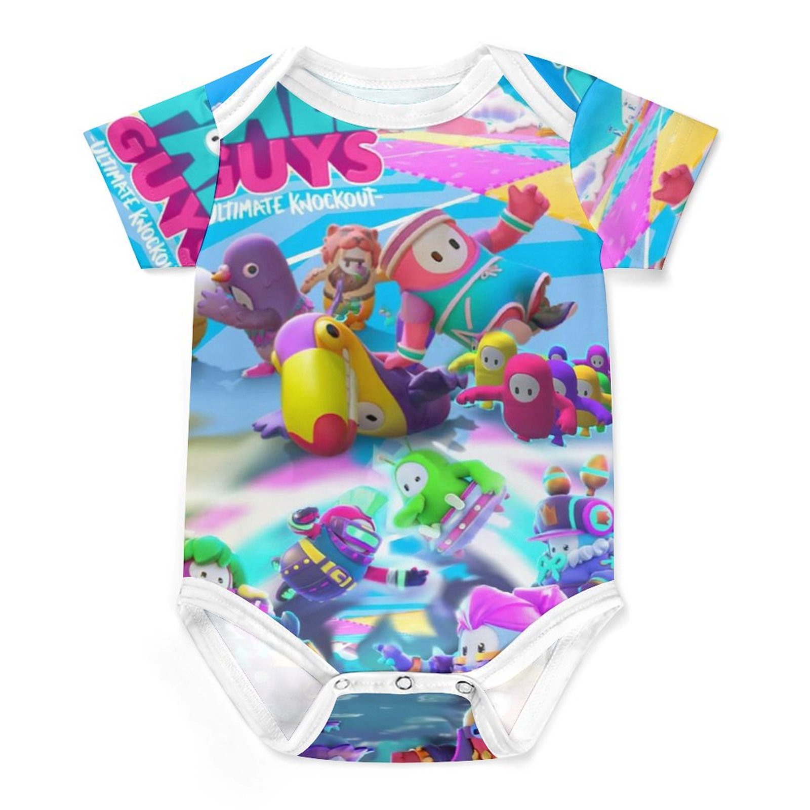 Fall Guys Baby Boy Girl Short Sleeve Romper Clothing Set Print Cartoon ...