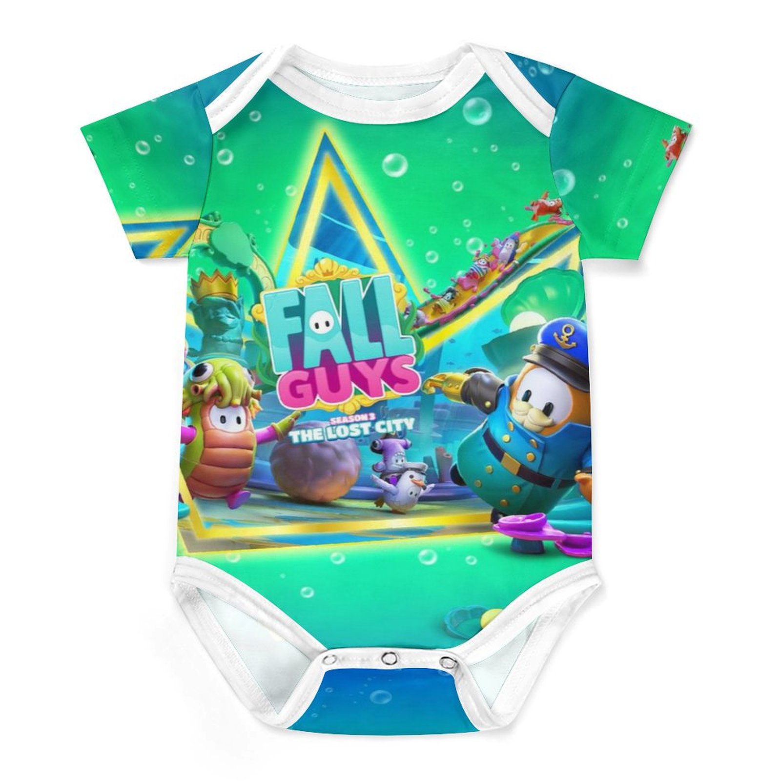 Fall Guys Baby Boy Girl Short Sleeve Romper Clothing Set Print Cartoon ...
