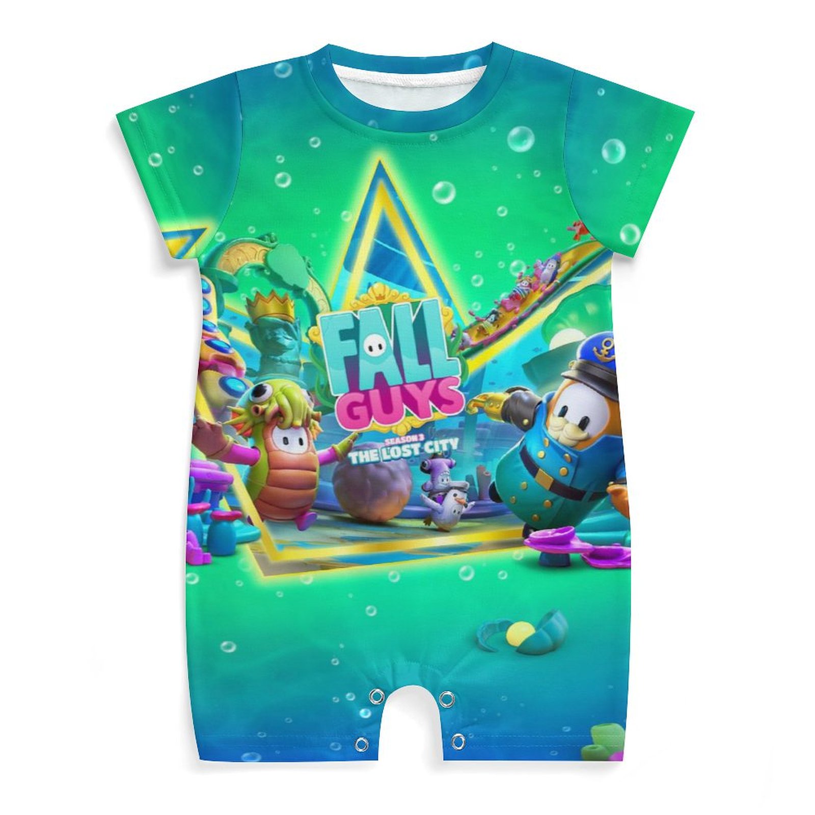 Fall Guys Baby Boy Girl Short Sleeve Romper Clothing Set Print Cartoon ...